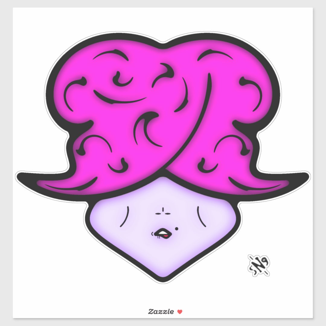 Cartoon woman with beauty mark and hat v1 sticker | Zazzle