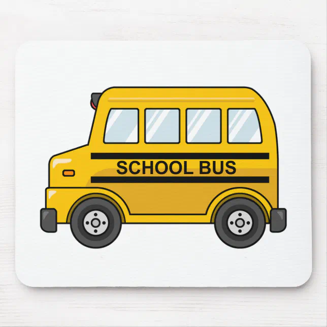 Cartoon Yellow and Black School Bus Mouse Pad | Zazzle