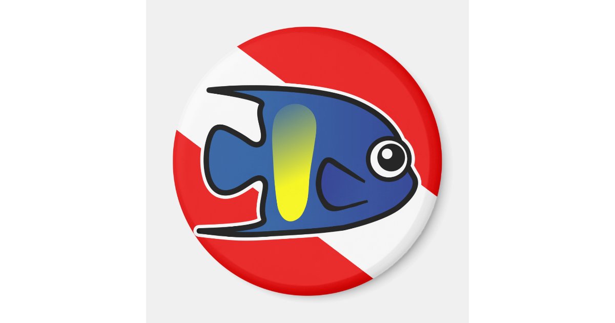Cartoon Yellowbar Angelfish Dive Flag Magnet | Zazzle