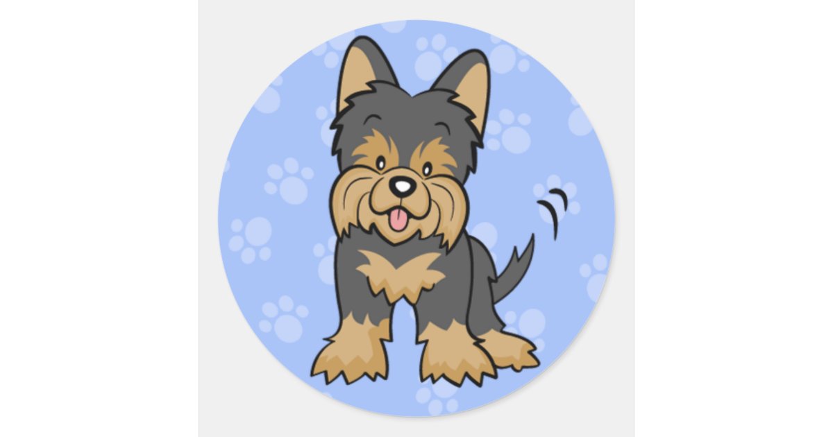 Cartoon Yorkie Sticker | Zazzle
