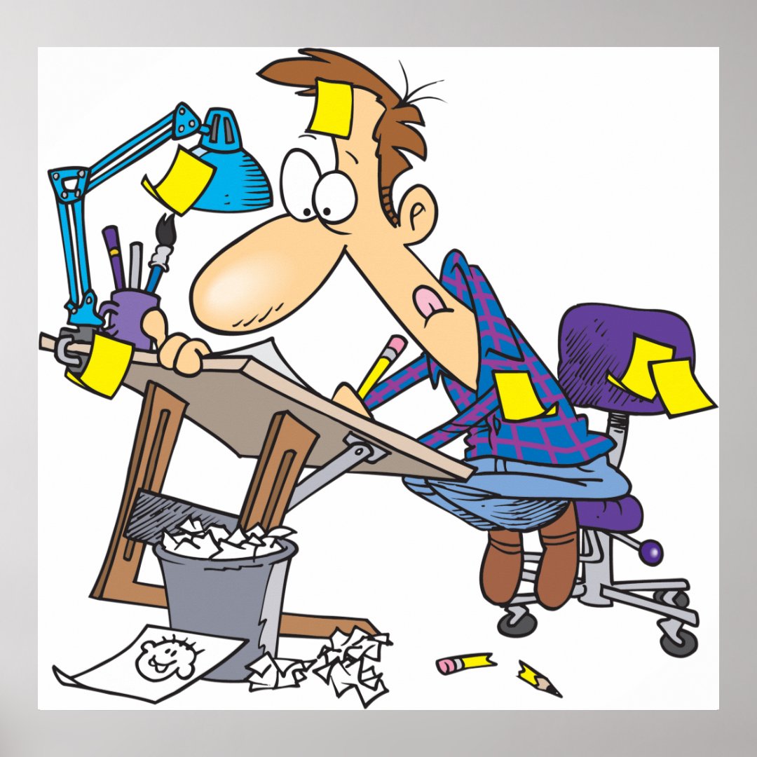 Cartoonist At Work Poster | Zazzle