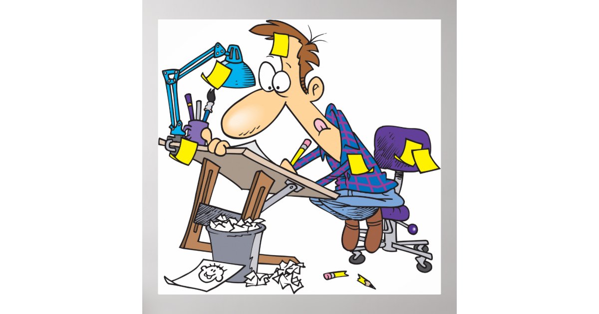 Cartoonist At Work Poster | Zazzle