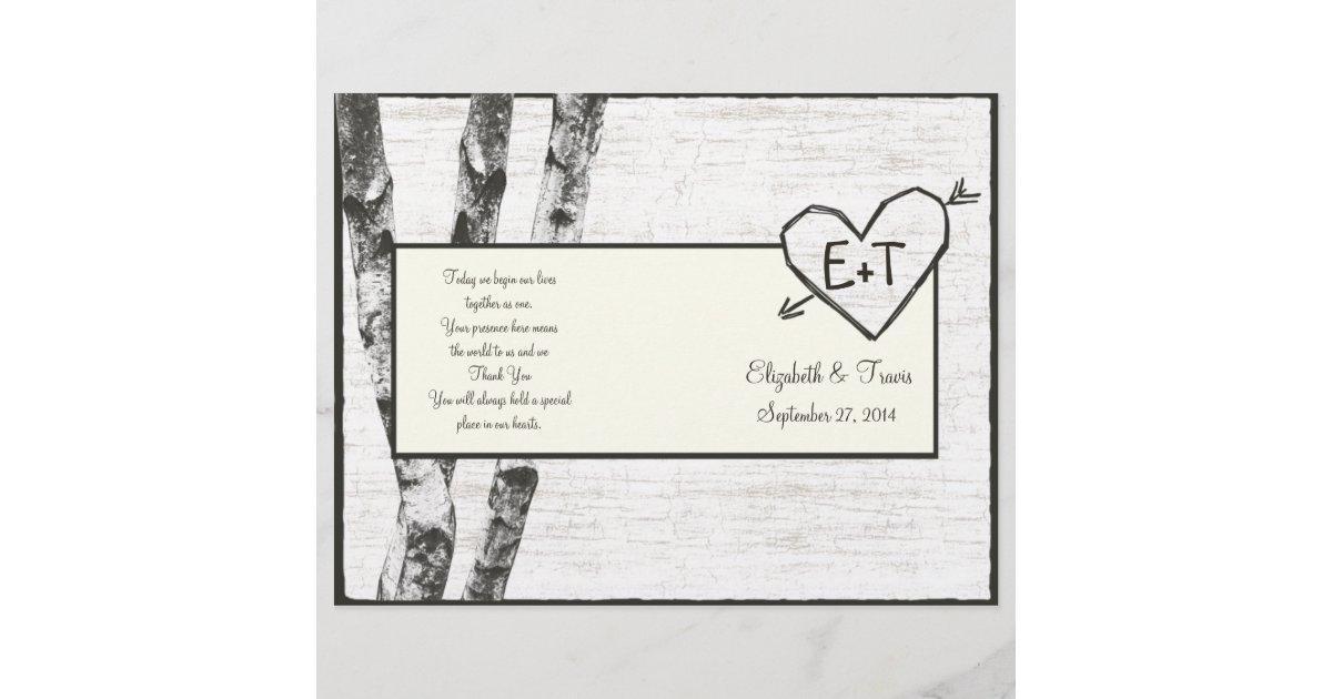 Carved Birch Tree Wedding Program | Zazzle