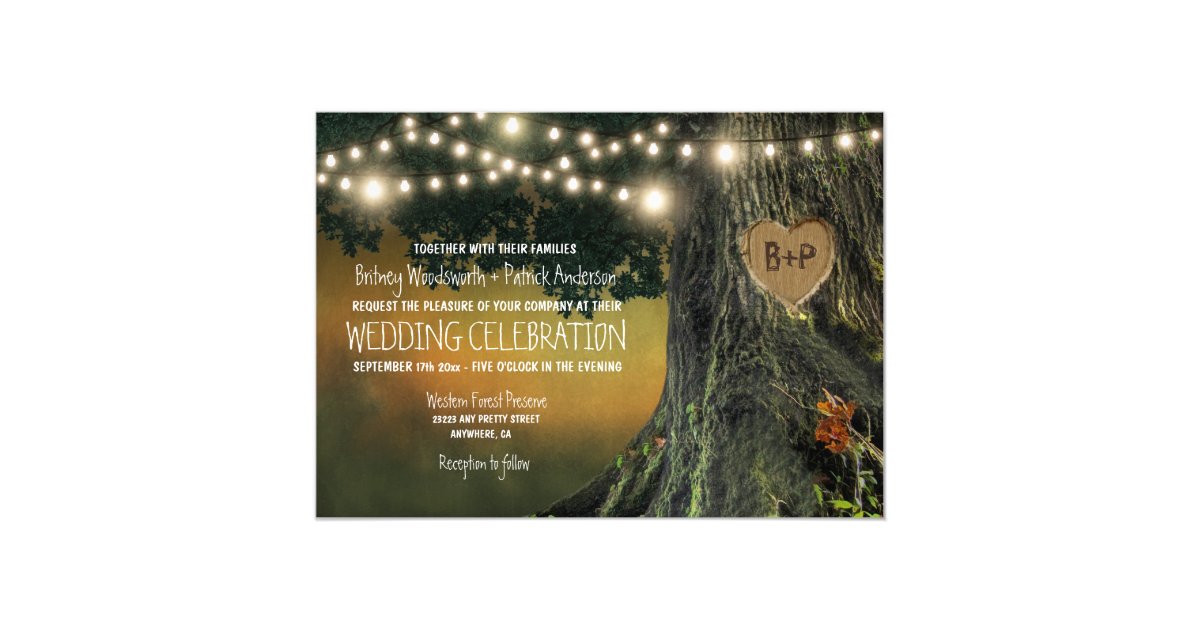 Carved Grandfather Oak Tree Wedding Invitations | Zazzle.com