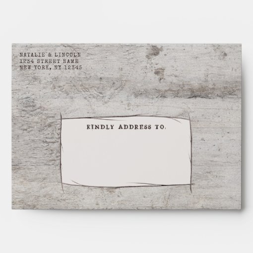 Carved Sweethearts Rustic Birch Monogram Wedding Envelope | Zazzle