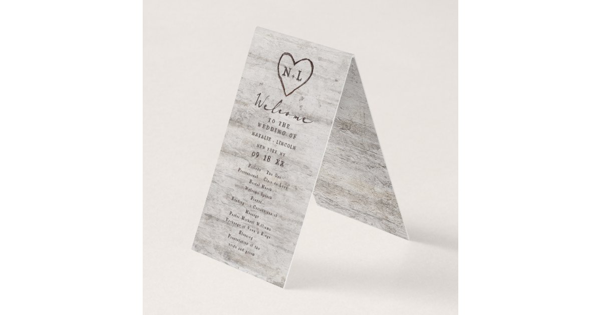 Carved Sweethearts Rustic Wedding Ceremony Program | Zazzle