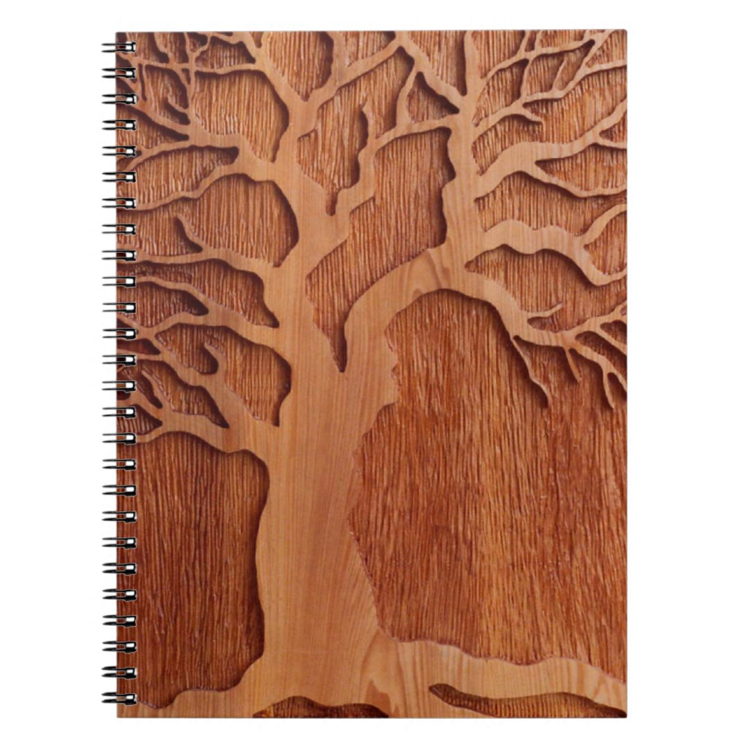 Carved Wood Planner Notebook | Zazzle