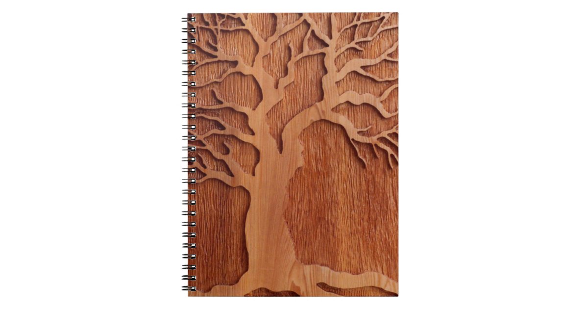 Carved Wood Planner Notebook | Zazzle