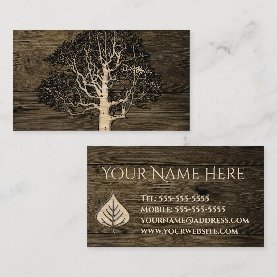 Carved Wood Tree Business Card | Zazzle