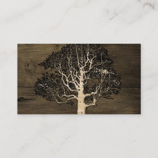 Carved Wood Tree Business Card | Zazzle