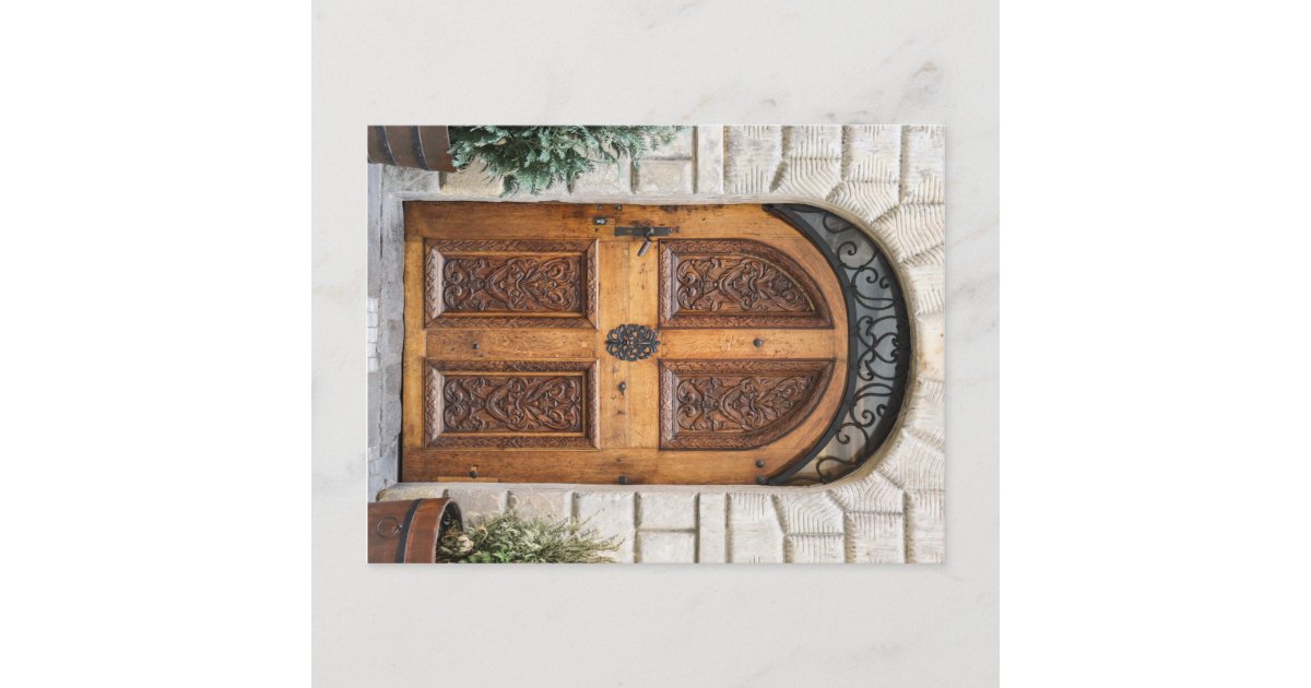 Carved Wooden Door Postcard | Zazzle