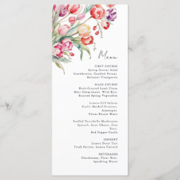 cascading flowers tulips wedding menu | Zazzle