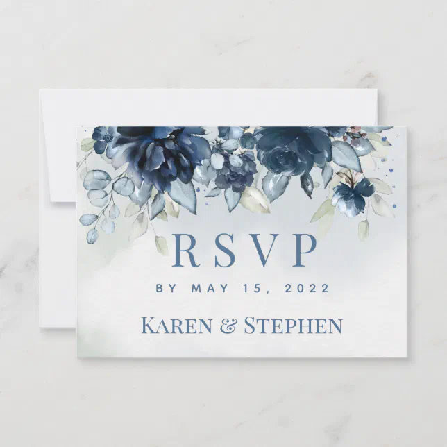 Cascading Peonies Wedding Mail Back RSVP Card | Zazzle