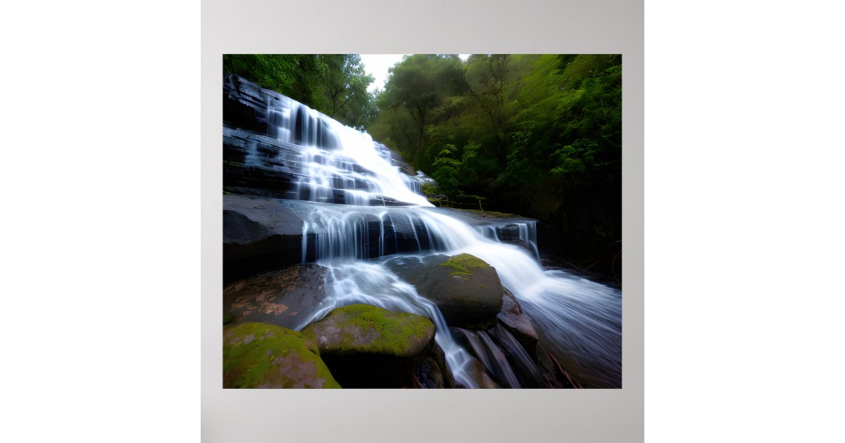 Cascading Waterfall Photo Poster | Zazzle