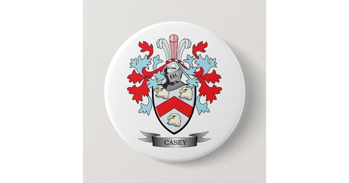 Casey Family Crest and Coat of Arms Button | Zazzle