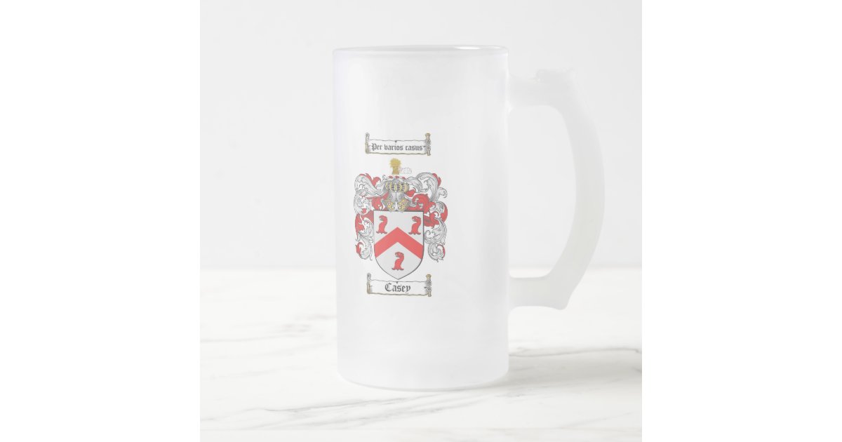 CASEY FAMILY CREST - CASEY COAT OF ARMS FROSTED GLASS BEER MUG | Zazzle