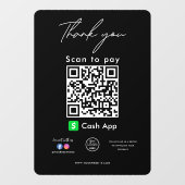 Cash App QR Code Logo Thank you Scan to Pay Window Cling | Zazzle