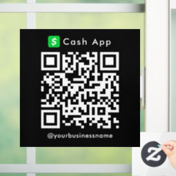 Cash App QR Code Payment Scan to Pay Black Window Cling | Zazzle