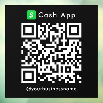 Cash App QR Code Payment Scan to Pay Black Window Cling | Zazzle