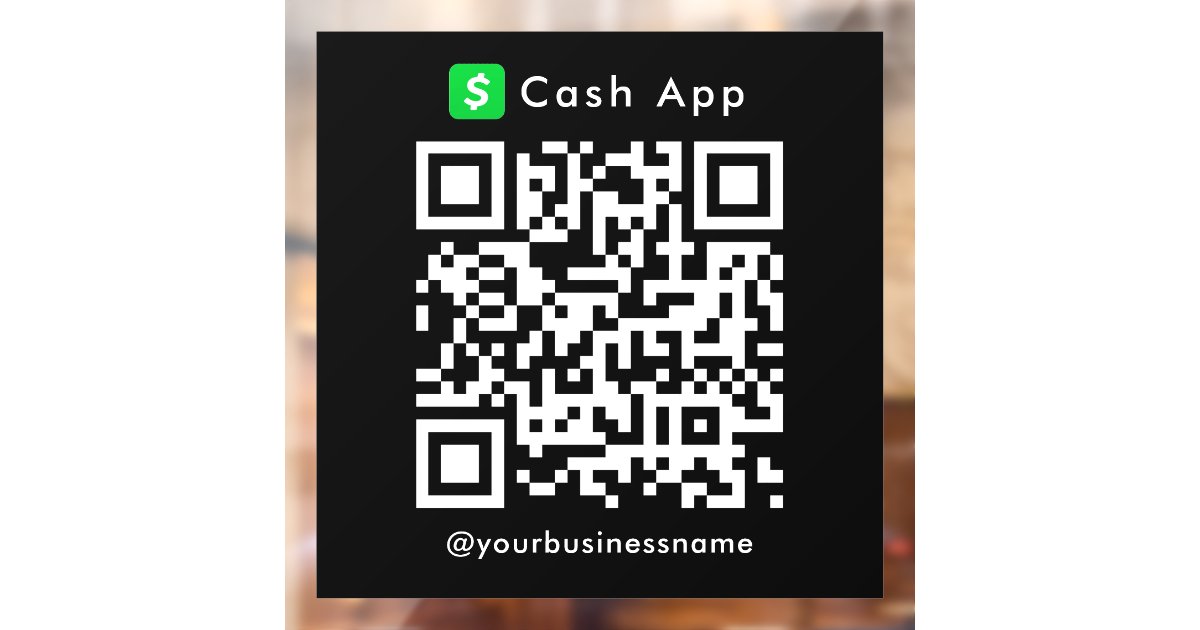 Cash App QR Code Payment Scan to Pay Black Window Cling | Zazzle