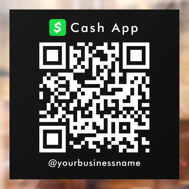 Cash App QR Code Payment Scan to Pay Black Window Cling | Zazzle