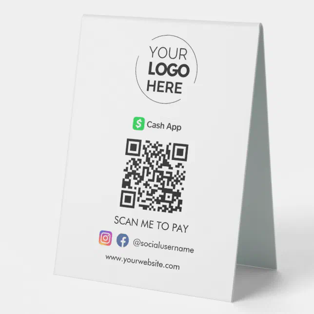 Cash App QR Code Payment | Scan to Pay Business Table Tent | Zazzle