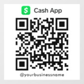 Cash App QR Code Payment Scan to Pay White Window Cling | Zazzle