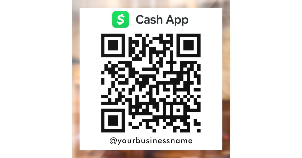 Cash App QR Code Payment Scan to Pay White Window Cling | Zazzle