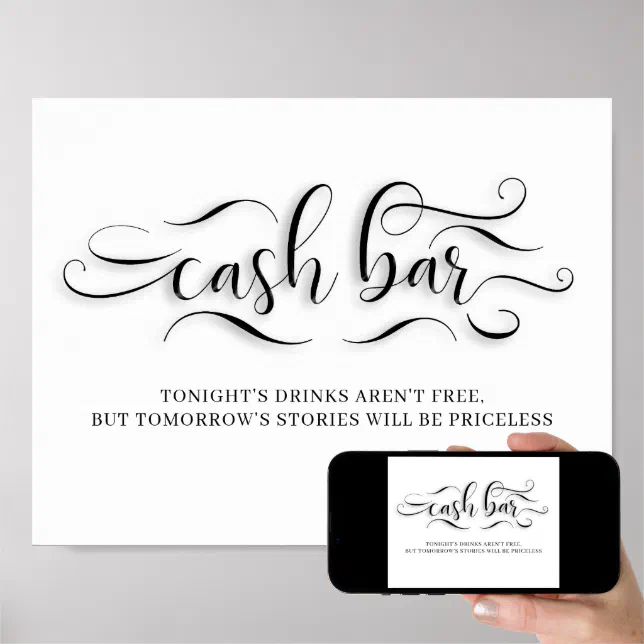 Cash Bar Wedding Reception Sign | Zazzle