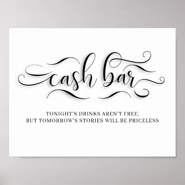 Cash Bar Wedding Reception Sign | Zazzle