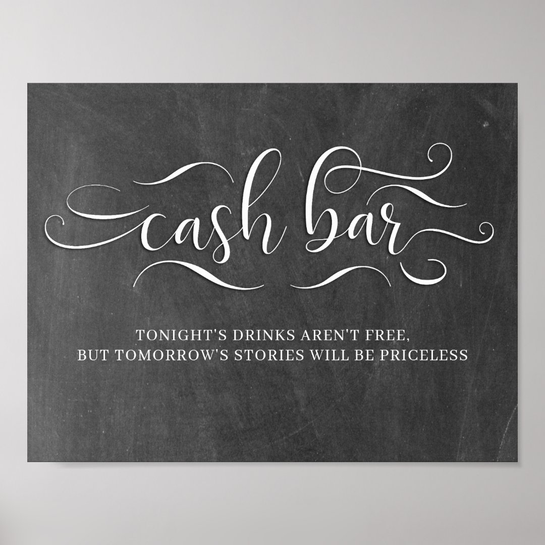 Cash Bar Wedding Reception Sign | Zazzle