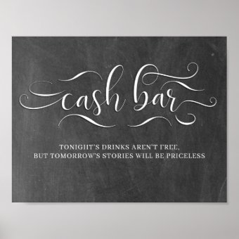 Cash Bar Wedding Reception Sign | Zazzle