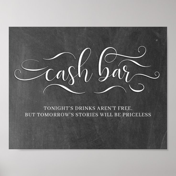 Cash Bar Wedding Reception Sign | Zazzle