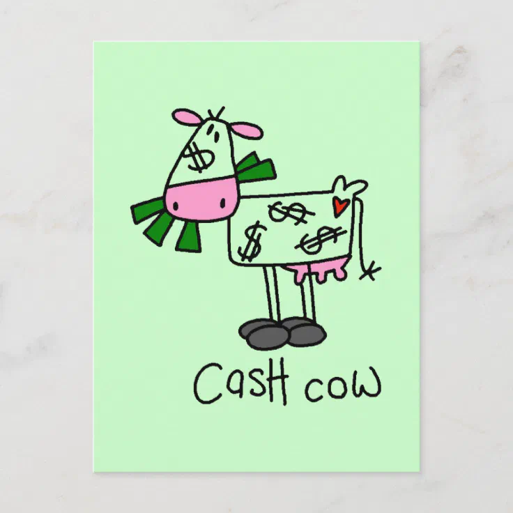 Cash Cow Tshirts and Gifts Postcard | Zazzle