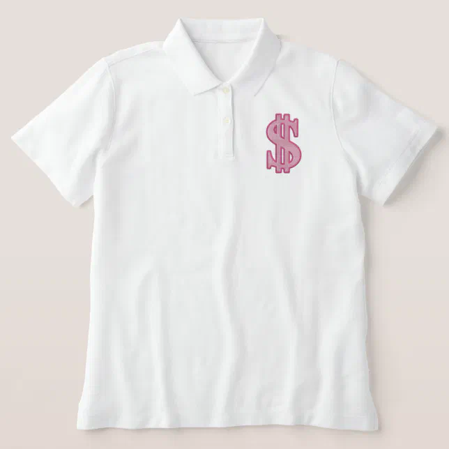 Cash Dollar Sign Graphic Embroidery Embroidered Polo Shirt | Zazzle