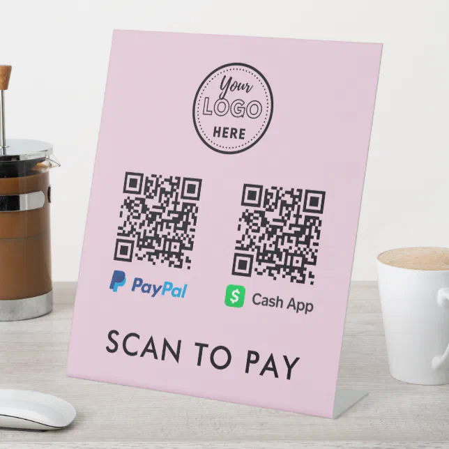 CashApp Paypal QR Code Scan to Pay Logo Pink Pedestal Sign | Zazzle