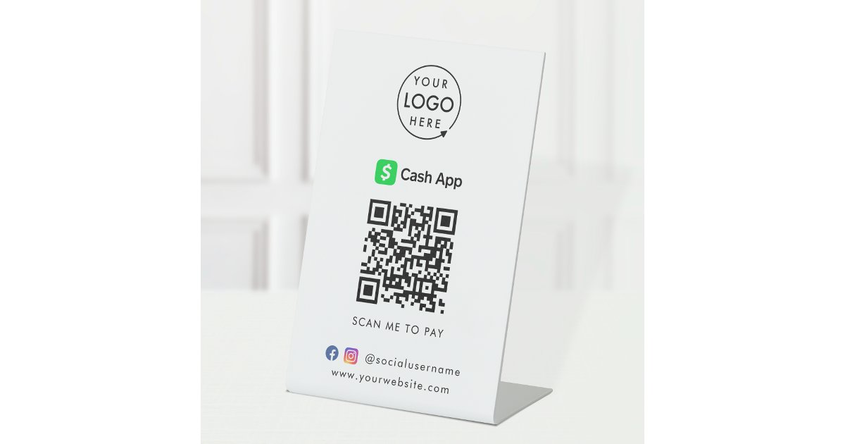 CashApp QR Code Payment | Scan to Pay Business Pedestal Sign | Zazzle