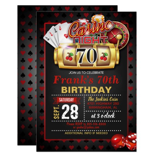 Casino 70th Birthday Invitation | Zazzle.com