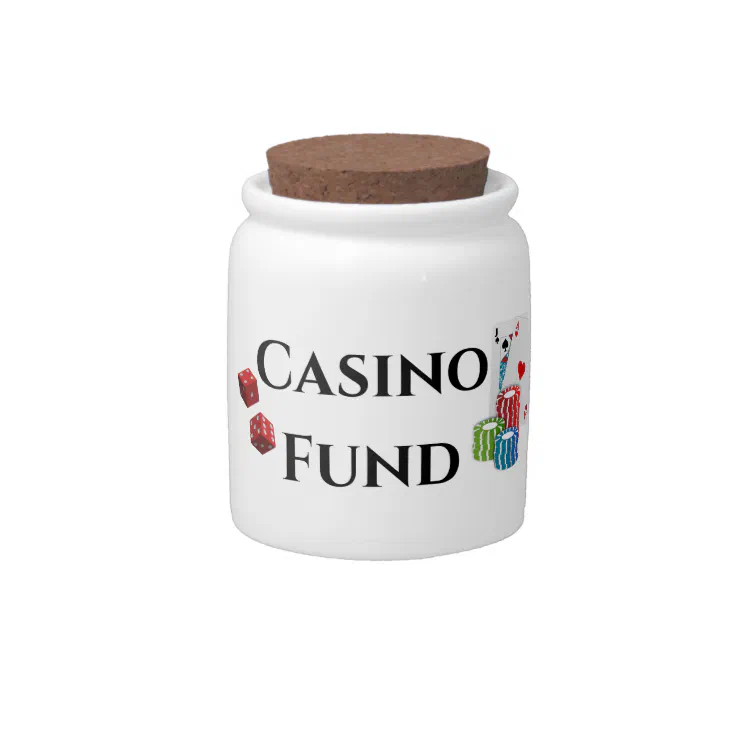Casino Fund Gambling Dice Cards Vegas Polker Candy Jar | Zazzle