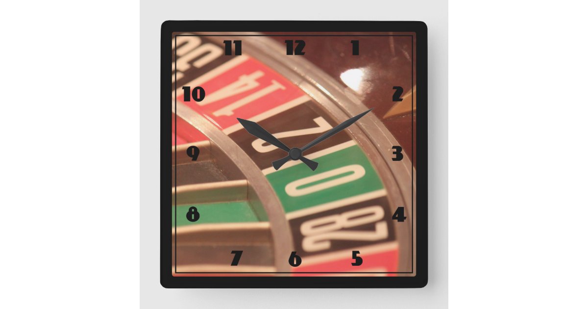 Casino Gambling Roulette Wheel Vintage Retro Style Square Wall Clock ...