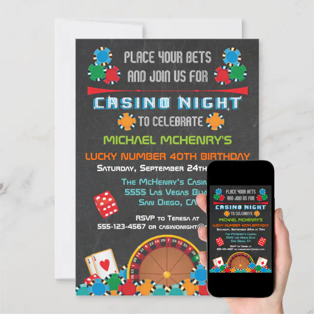 Casino Las Vegas Gambling Party Invitation | Zazzle