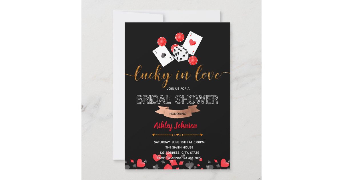 Casino lucky in love party invitation | Zazzle