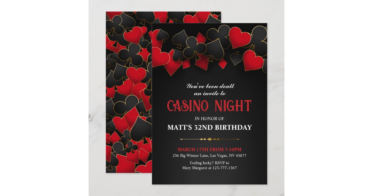 Casino Night Poker Invitation, Casino Birthday Invitation | Zazzle