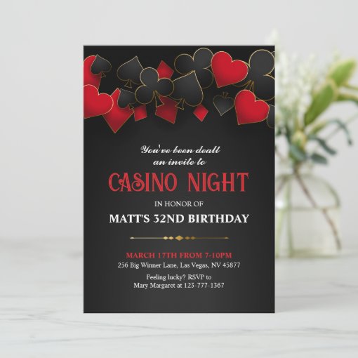 Casino Night Poker Invitation, Casino Birthday Invitation | Zazzle