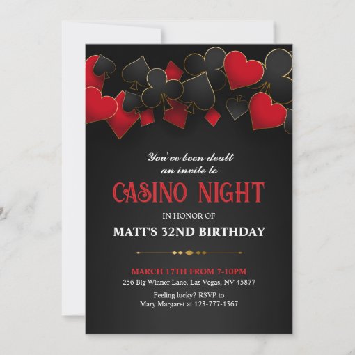 Casino Night Poker Invitation, Casino Birthday Invitation | Zazzle