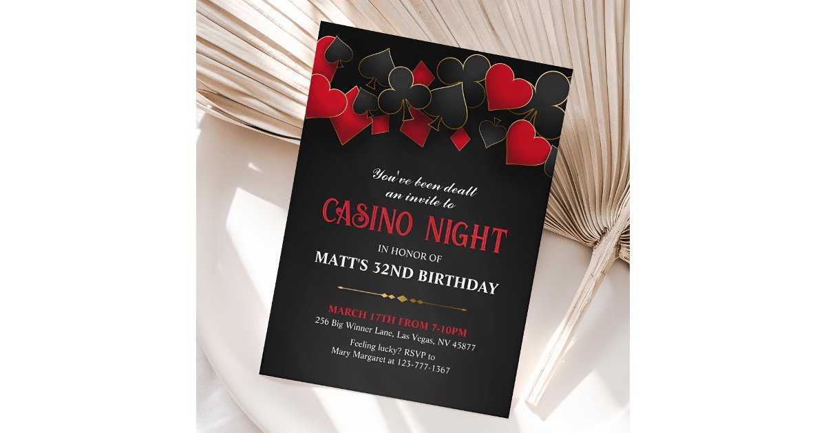 Casino Night Poker Invitation, Casino Birthday Invitation | Zazzle