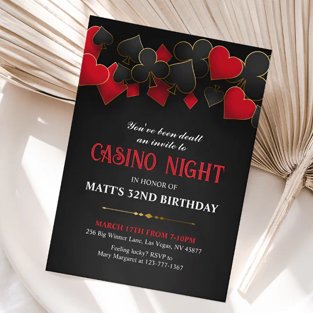 Casino Night Poker Invitation, Casino Birthday Invitation | Zazzle
