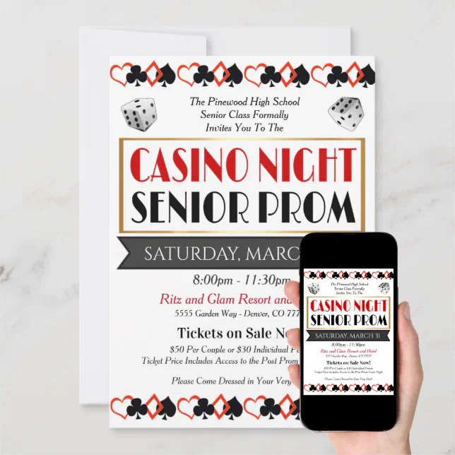 Casino Night Prom Dance Invitation | Zazzle