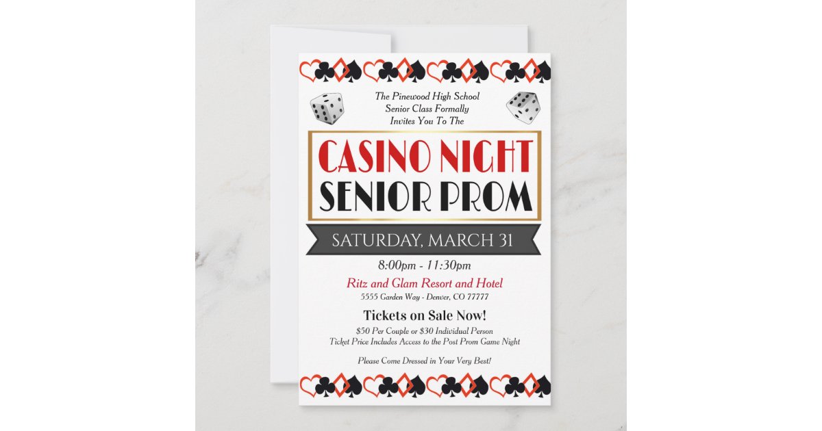 Casino Night Prom Dance Invitation | Zazzle