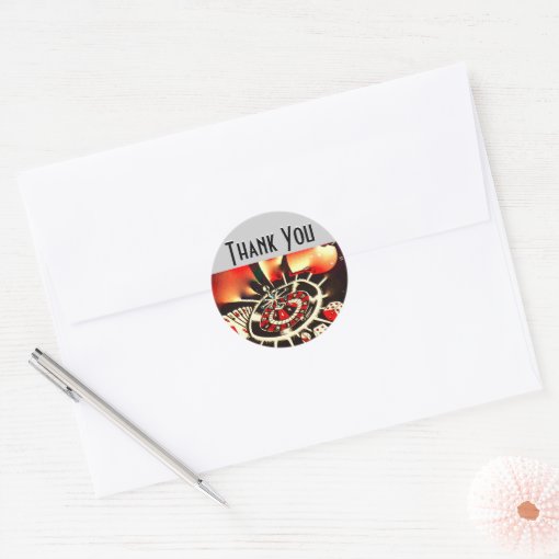 Casino Night Thank You Classic Round Sticker | Zazzle